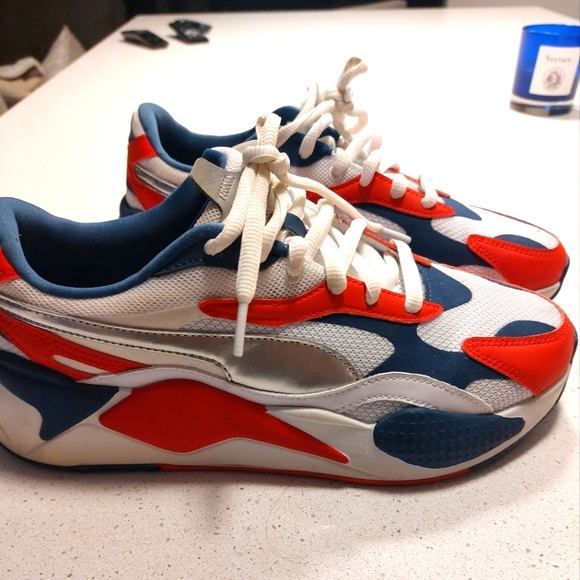 Puma | Shoes | Rsx Puma Red White And Blue | Poshmark